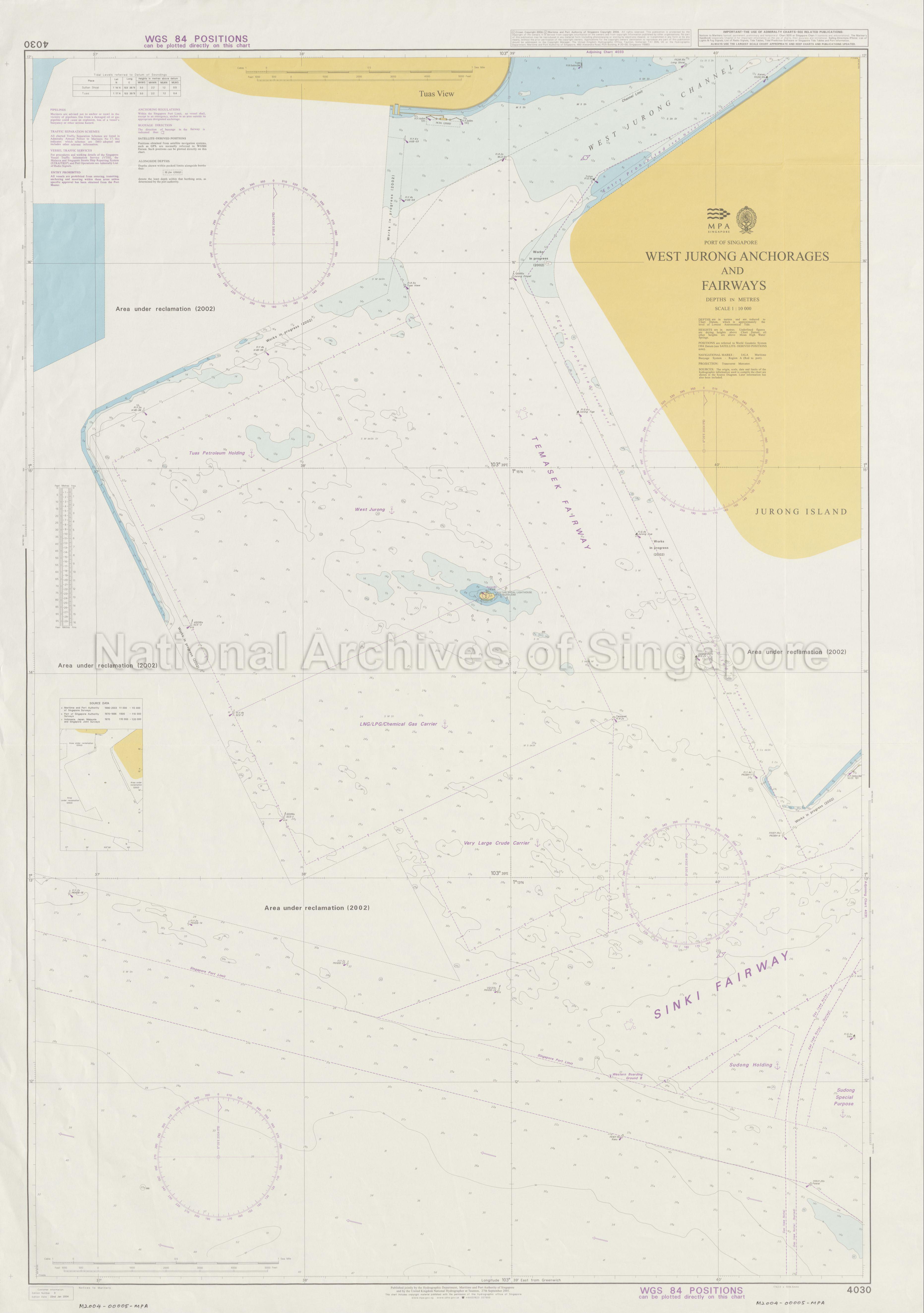 Port Of Singapore. West Jurong Anchorages And Fairways