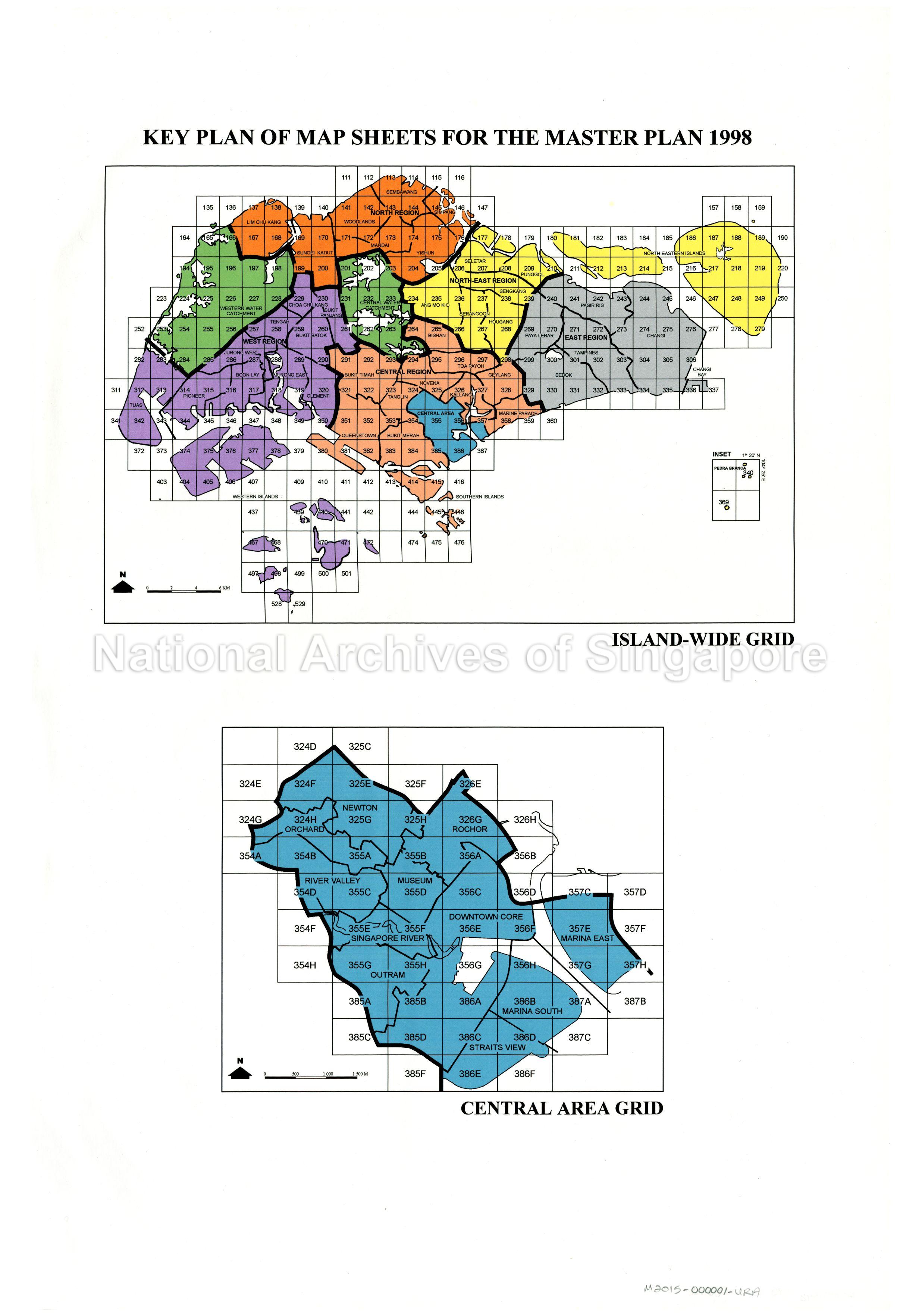 Key Plan of Map Sheets for the Master Plan 1998. Island-Wide