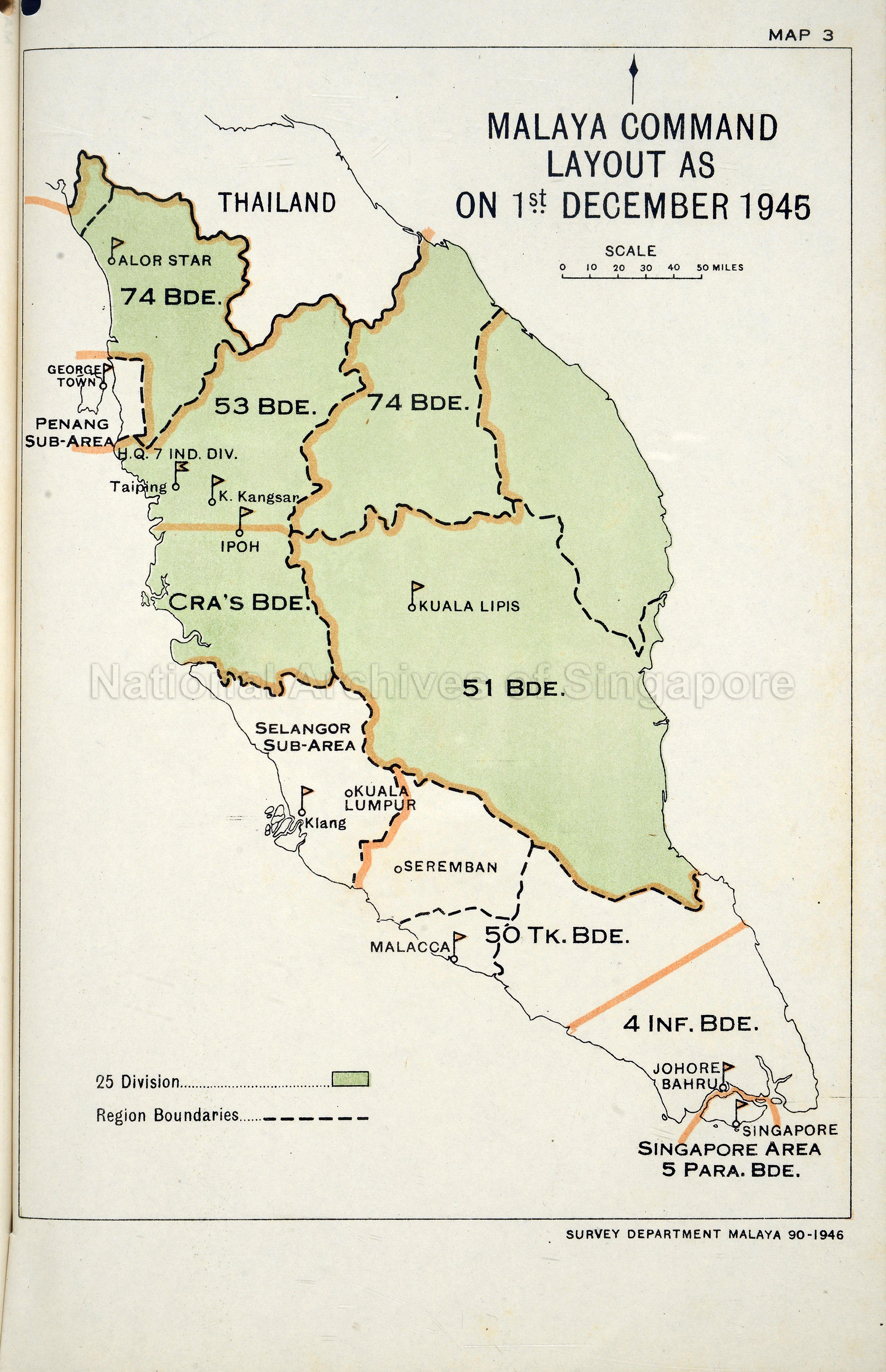 Malaya Command Lay-out as on 1st December 1945.