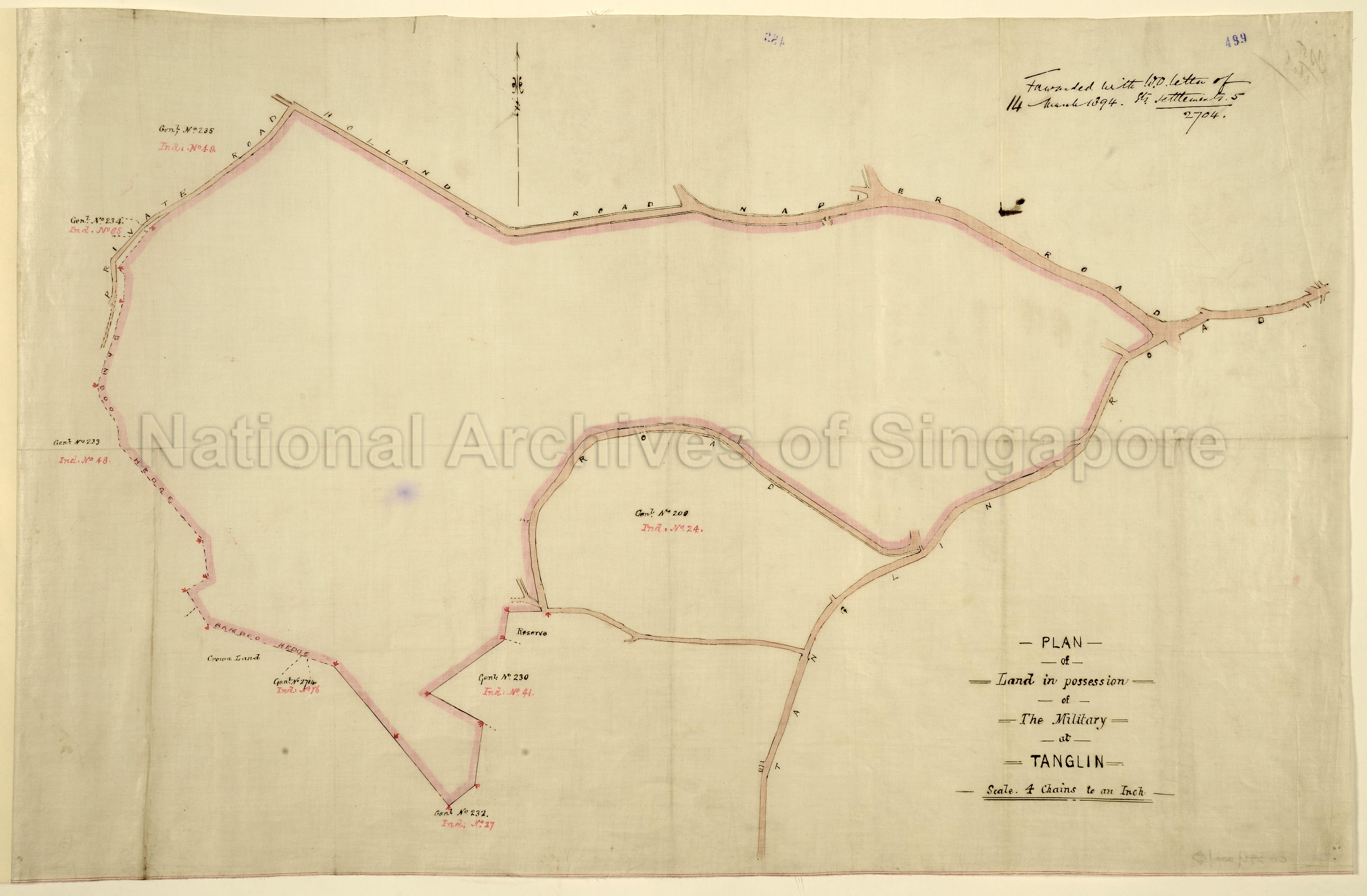 Plan of military land at Tanglin