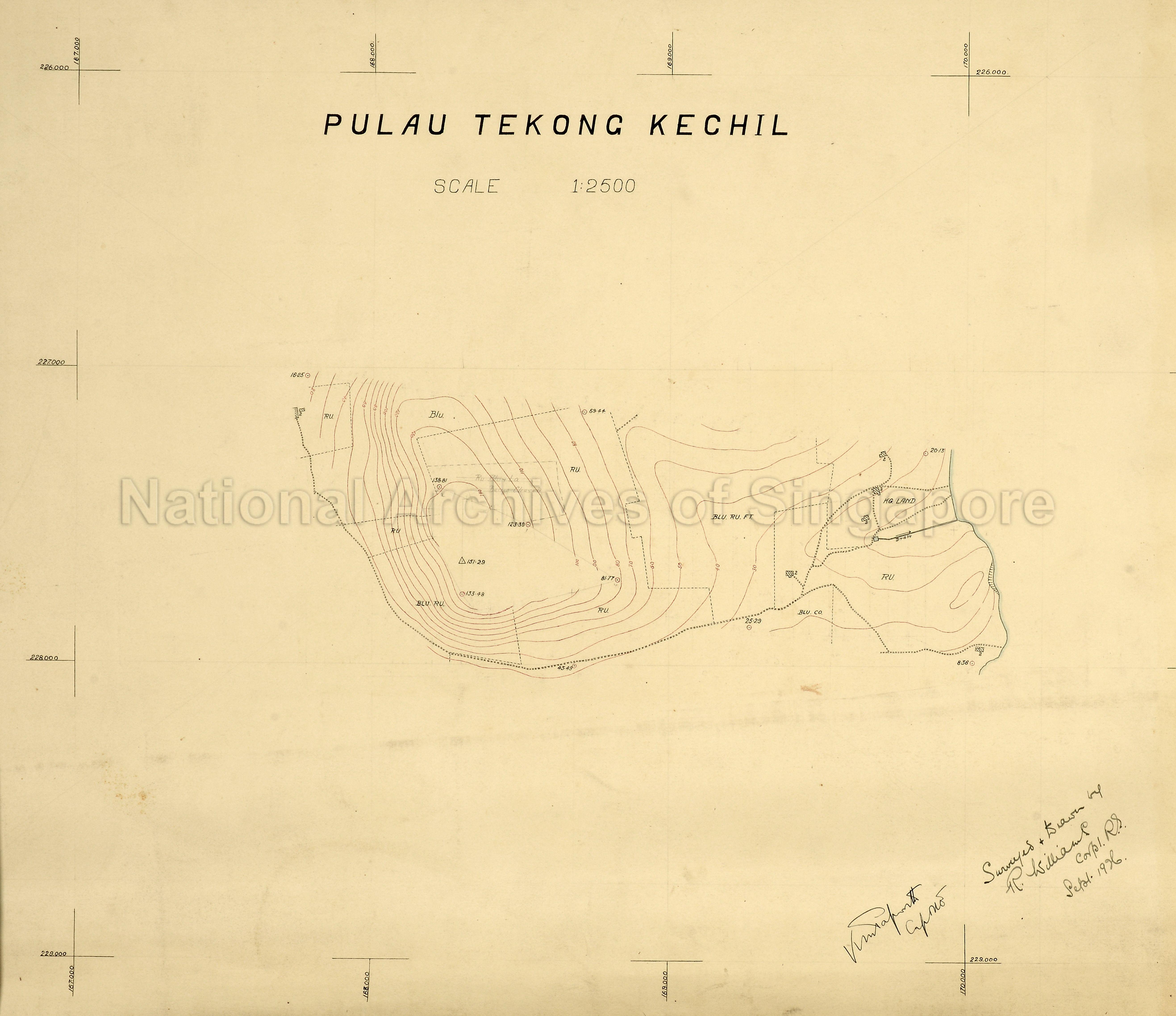 Pulau Tekong Kechil: contoured plan