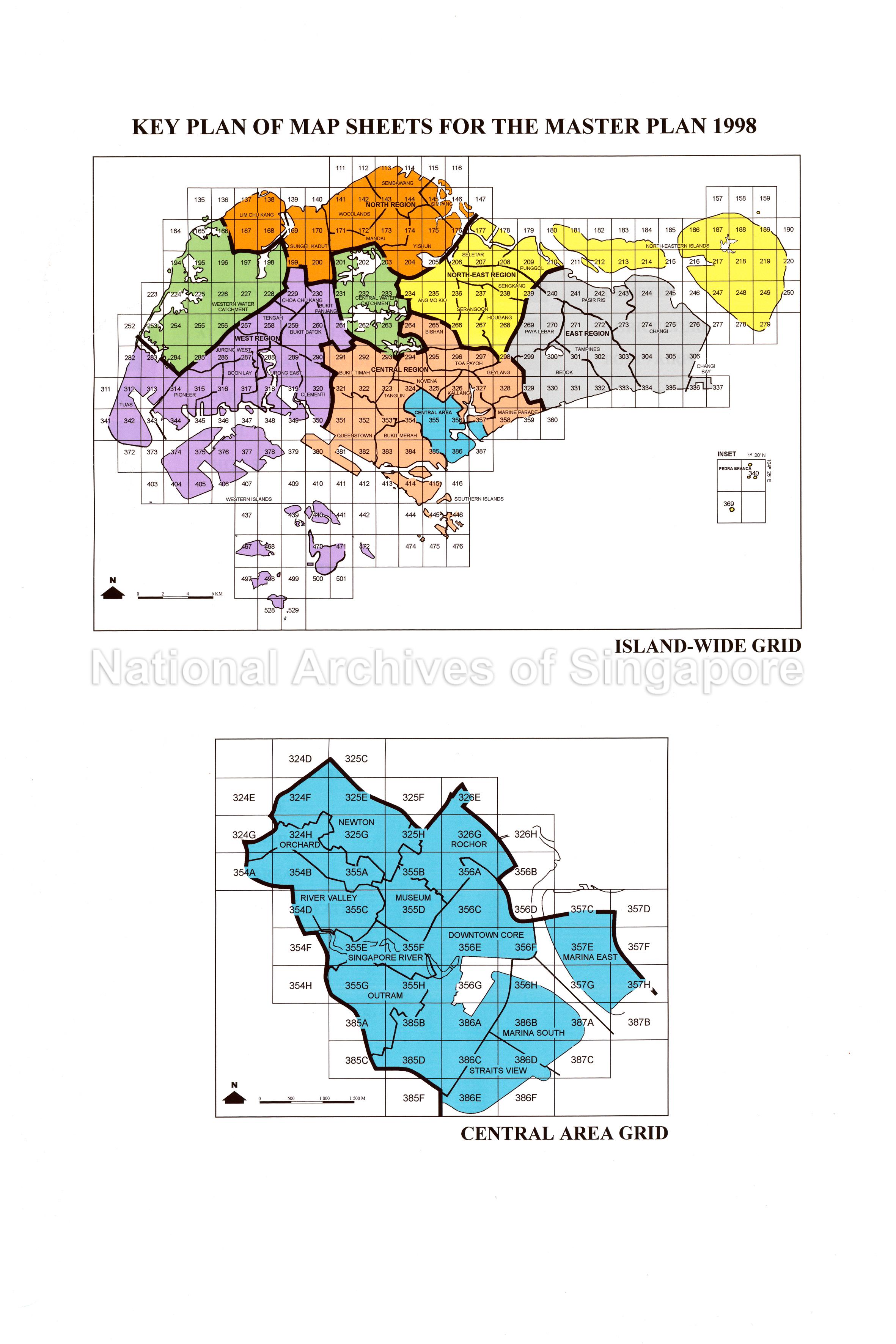 Key Plan of Map Sheets for the Master Plan 1998. Island-Wide