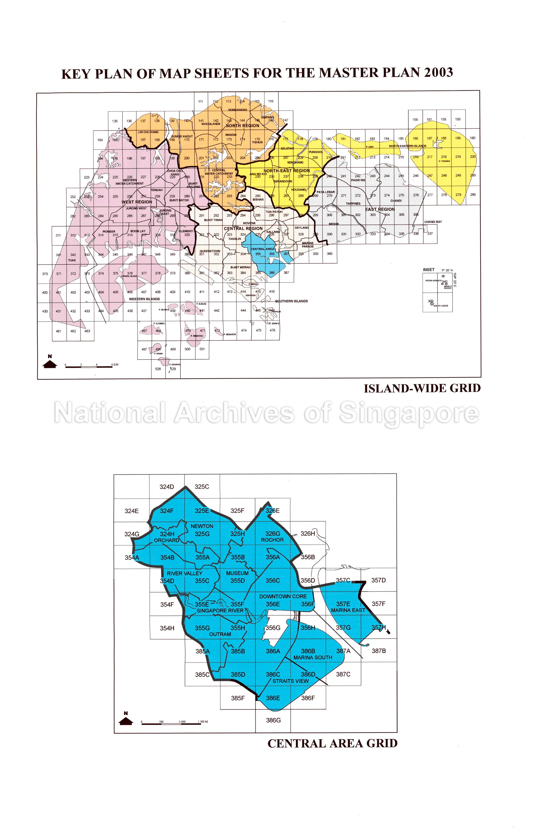 Key Plan of Map Sheets for the Master Plan 2003. Island-Wide