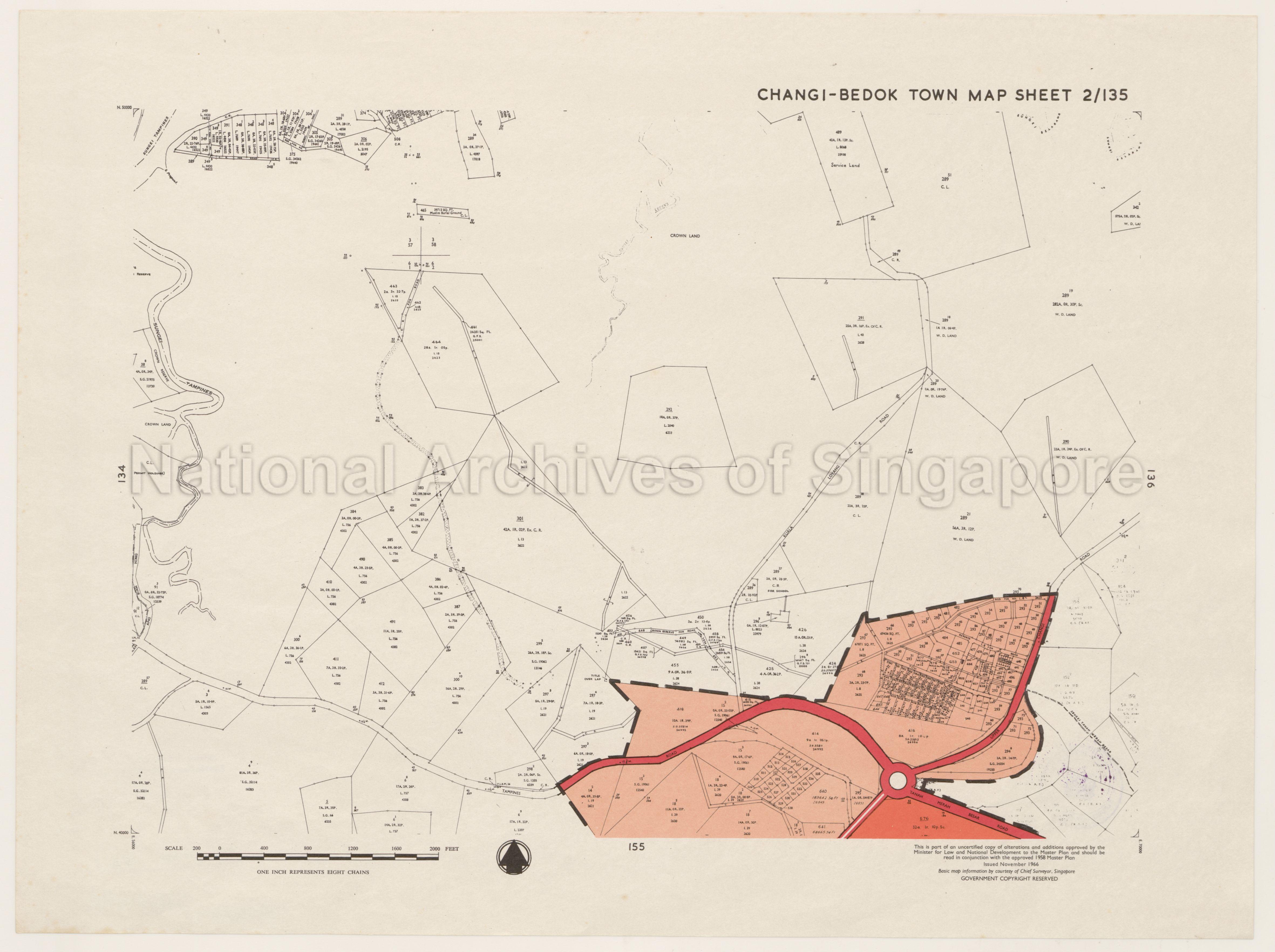 1958 Master Plan: Changi-Bedok Town Map Sheet 2/135