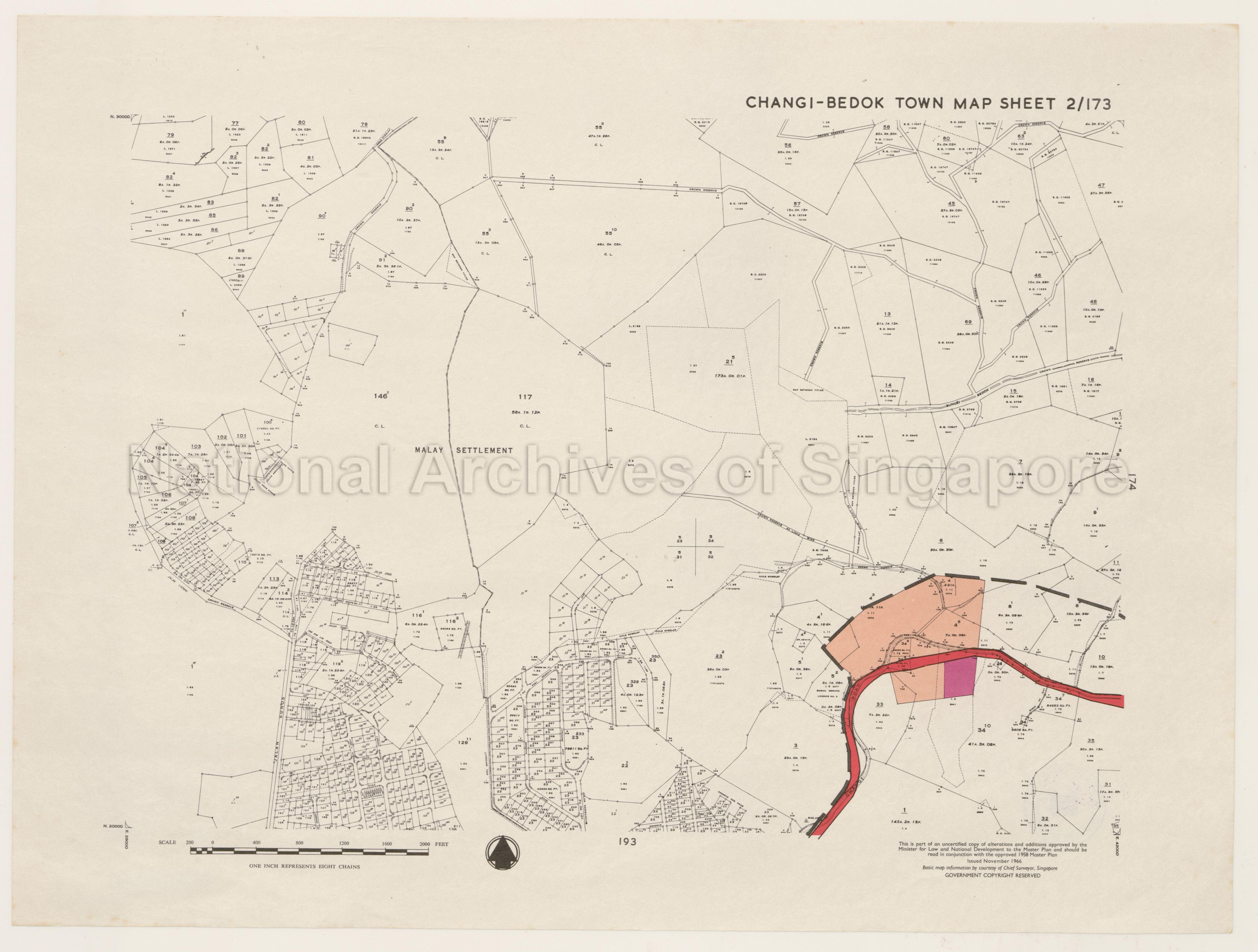 1958 Master Plan: Changi - Bedok Town Map Sheet 2/173