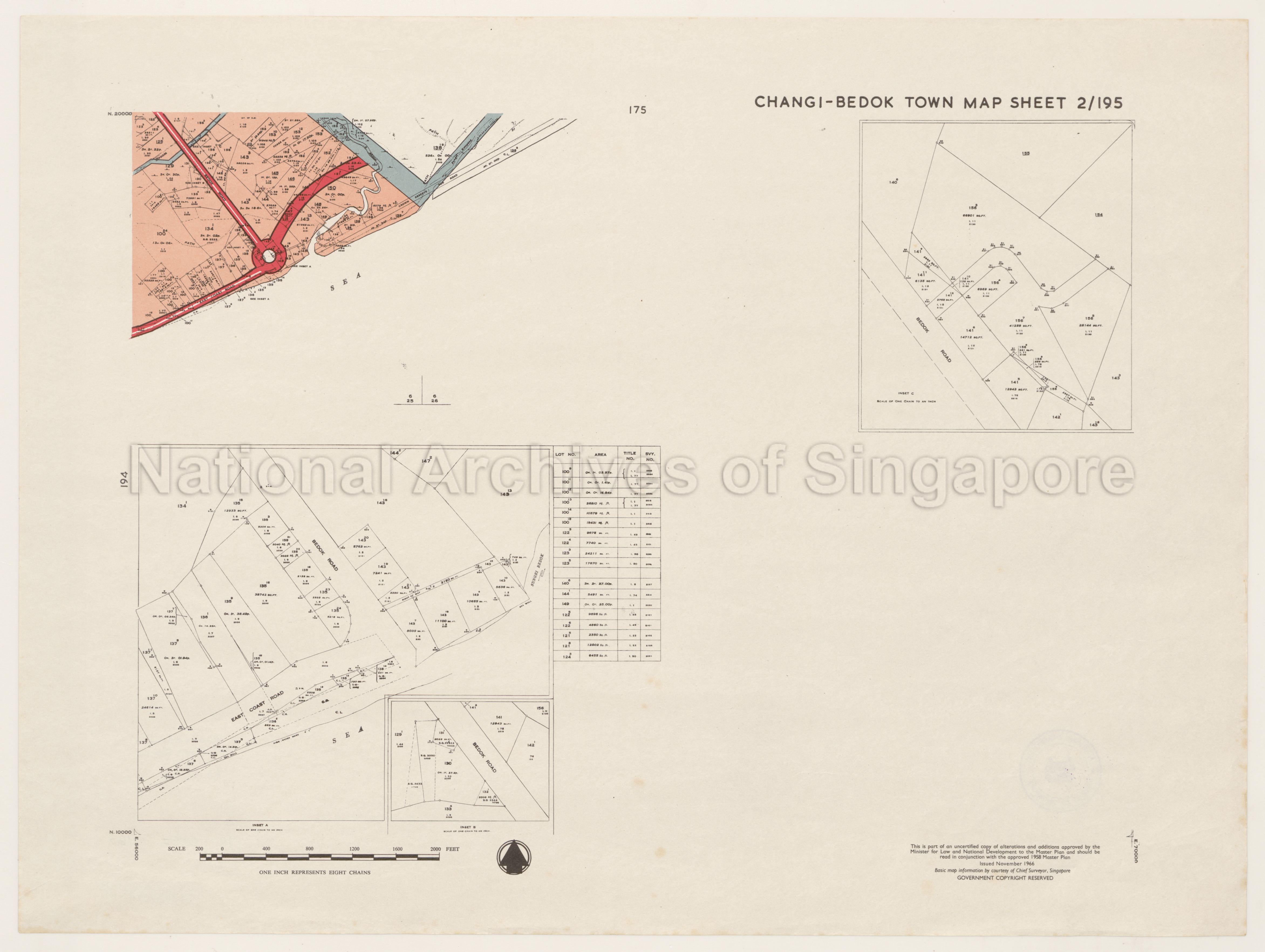 1958 Master Plan: Changi-Bedok Town Map Sheet 2/195