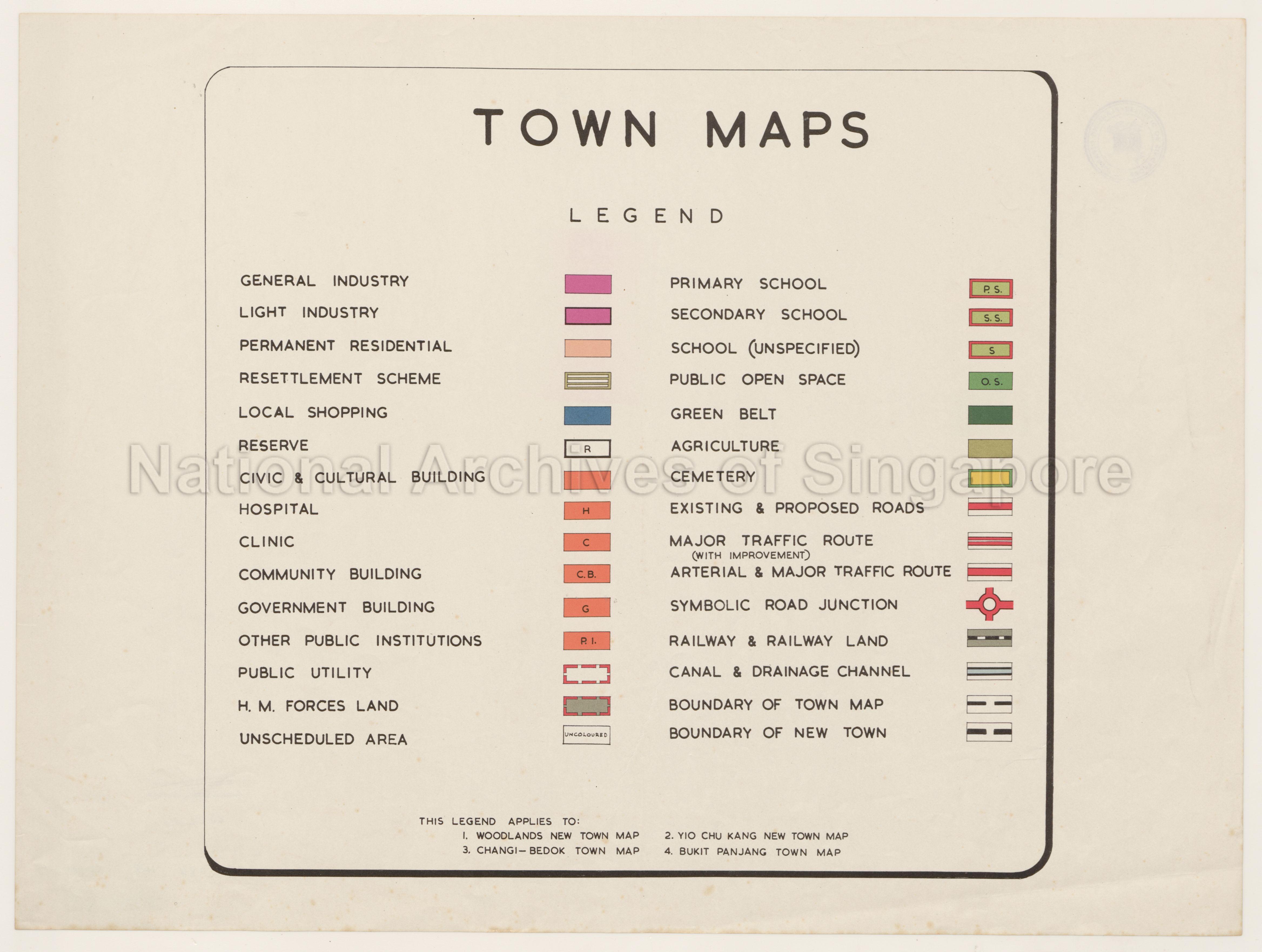 1976 Master Plan: Town Maps Legend