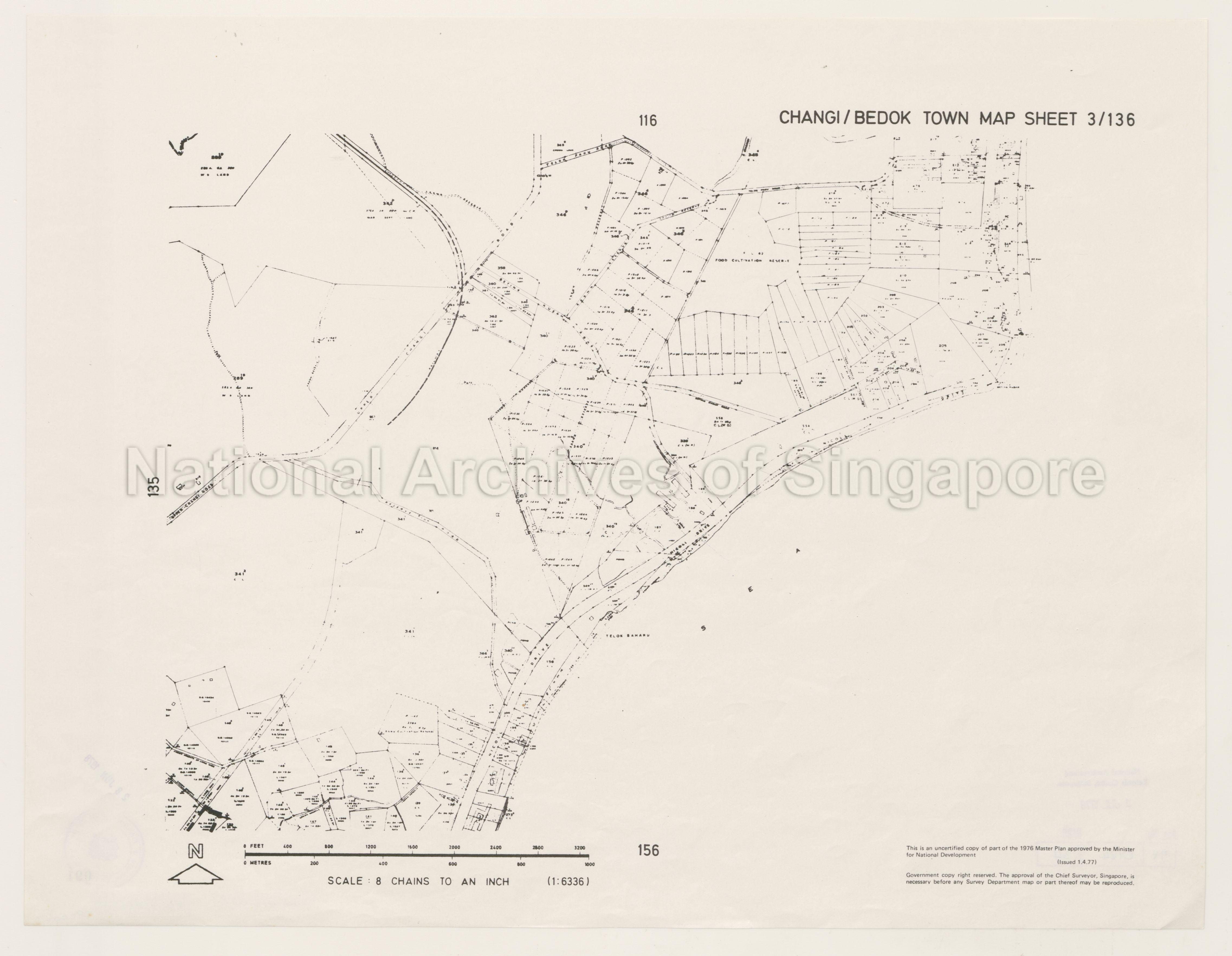 1976 Master Plan: Changi-Bedok Town Map Sheet 3/136