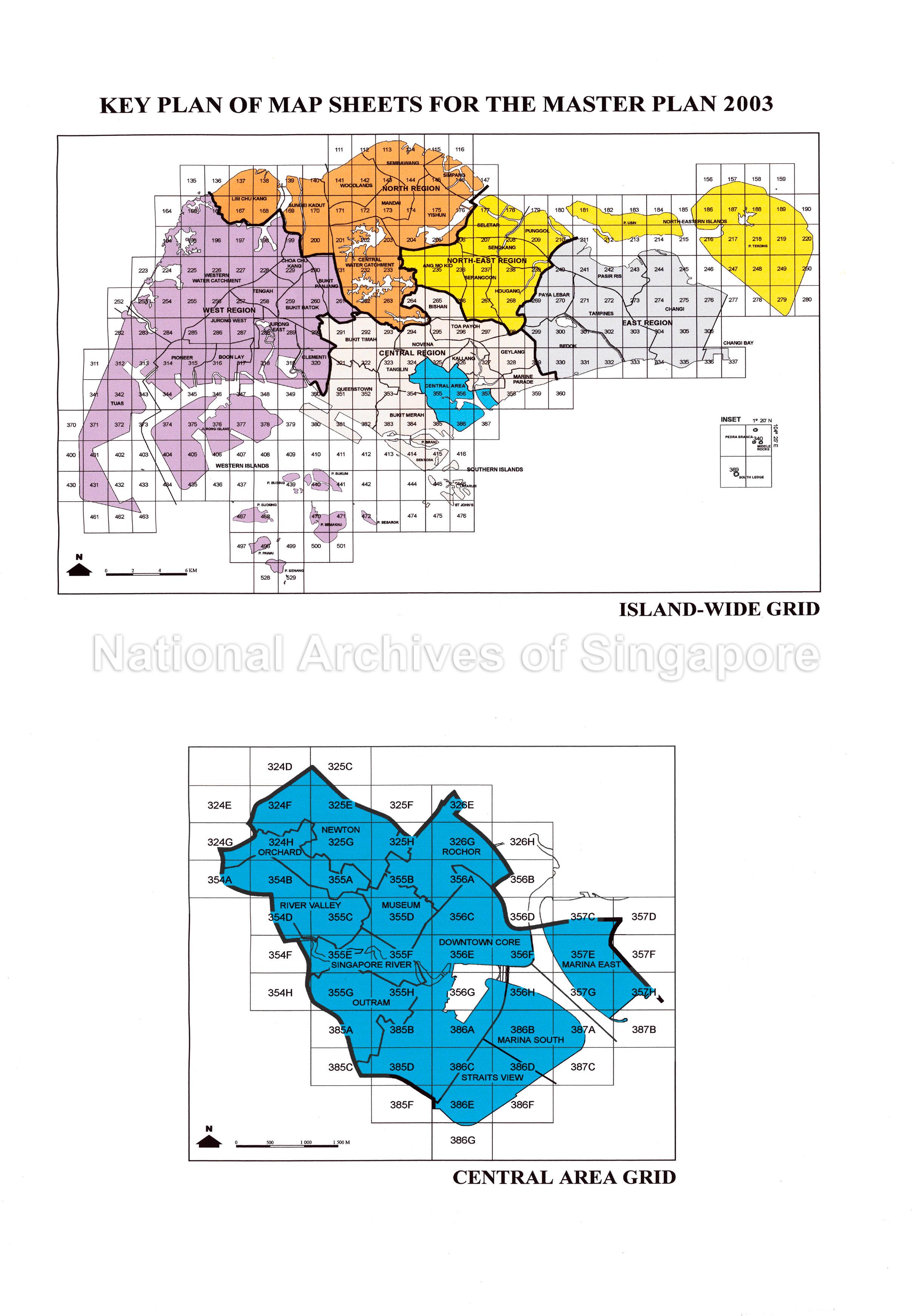 Key Plan of Map Sheets for the Master Plan 2003. Island-Wide