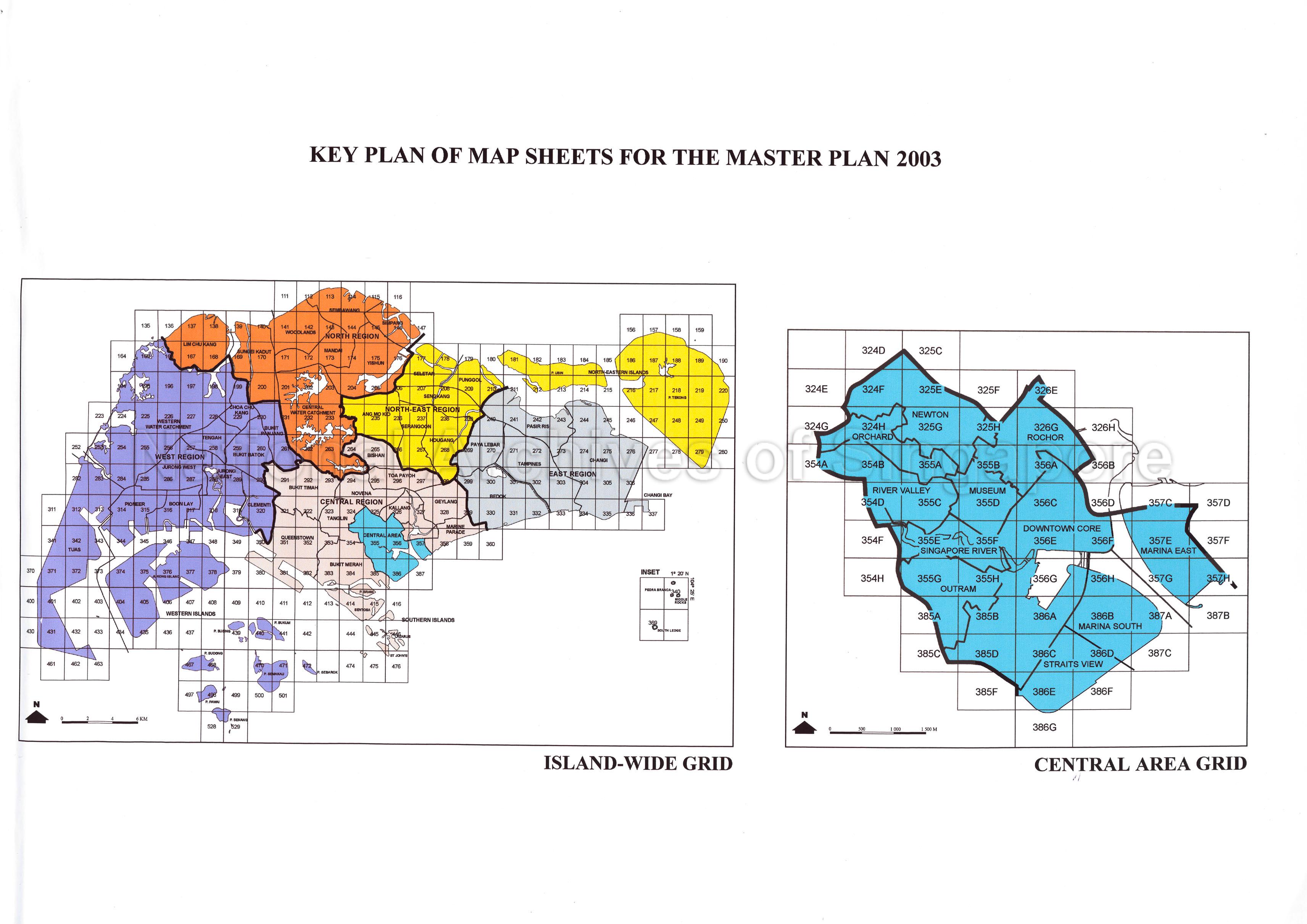 Key Plan of Map Sheets for the Master Plan 2003. Island-Wide