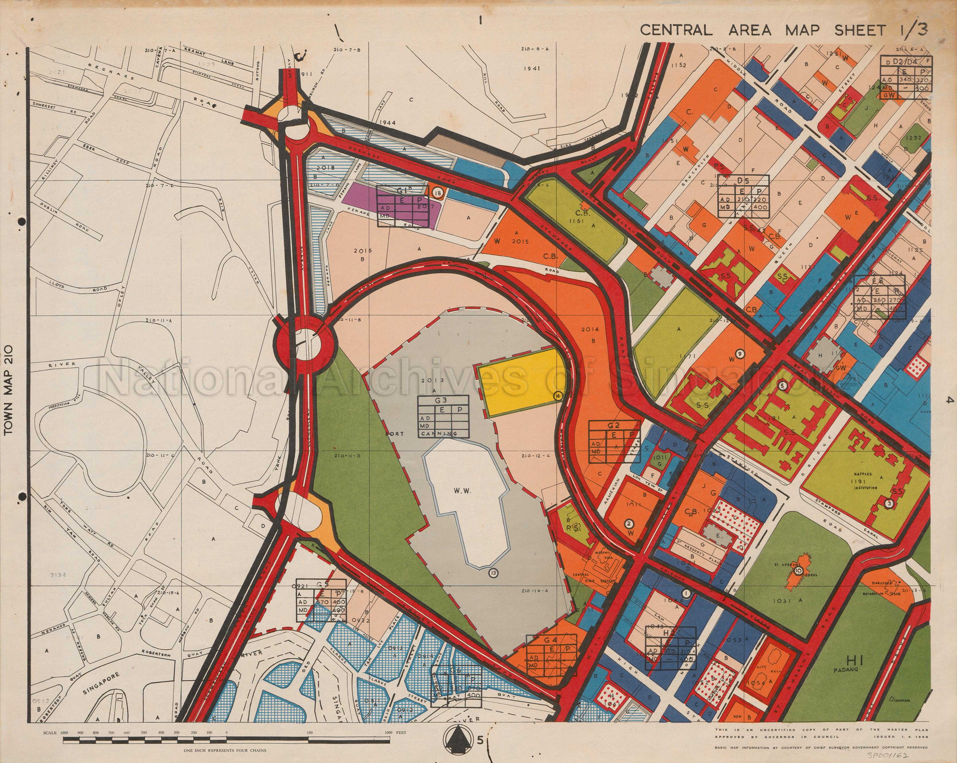 1958 Master Plan: Central Area Map Sheet 1/3