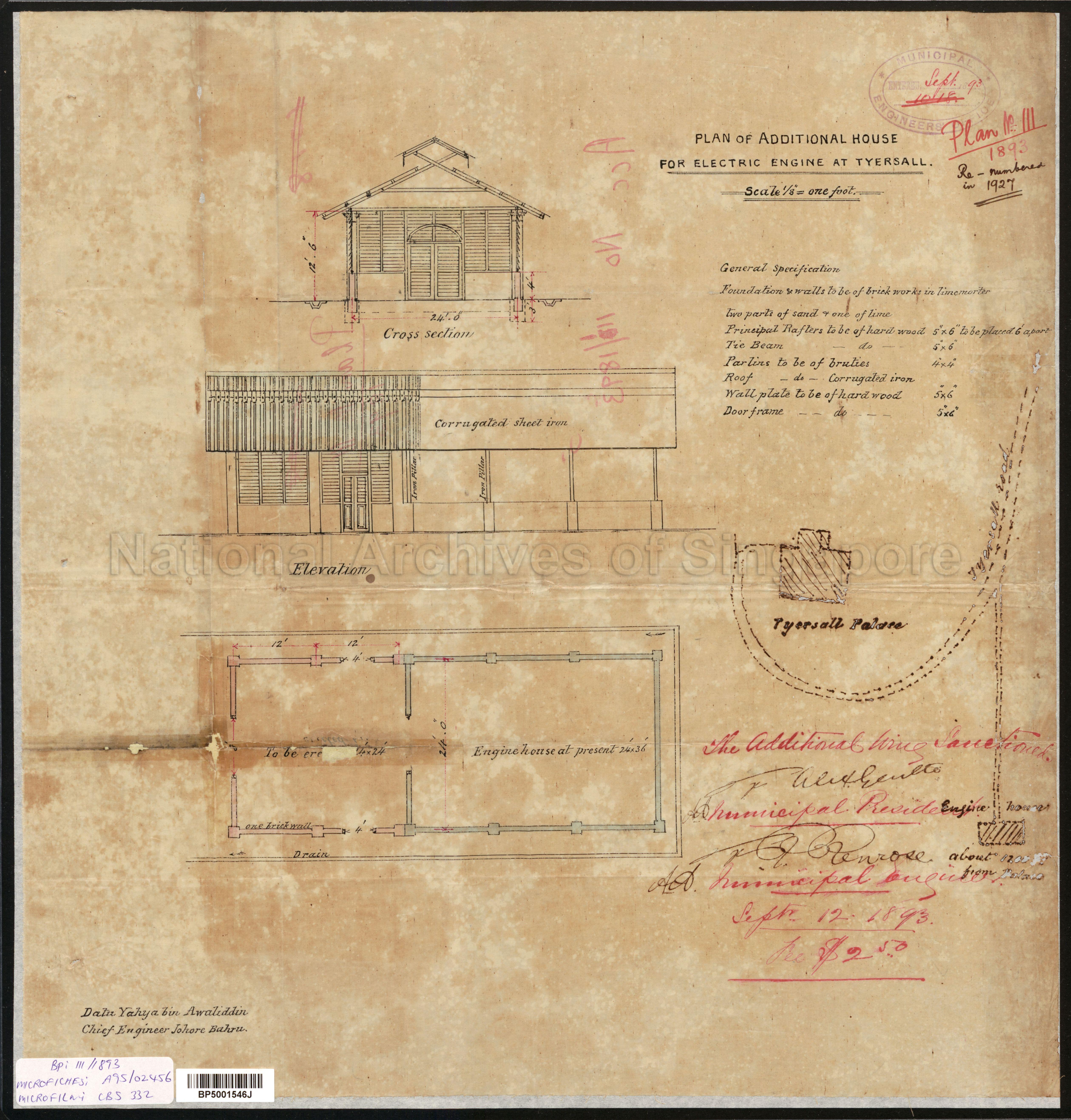 ADDITIONAL HOUSE FOR ELECTRIC ENGINE AT TYERSALL PALACE