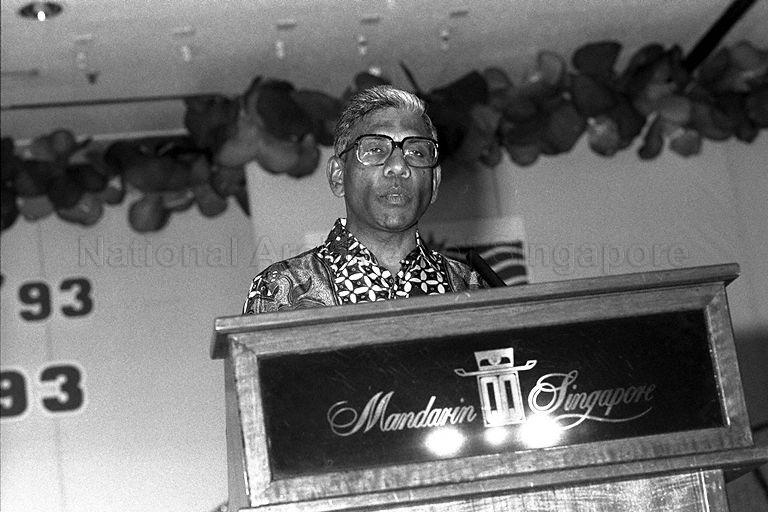 Minister for Trade and Industry S Dhanabalan speaking at May