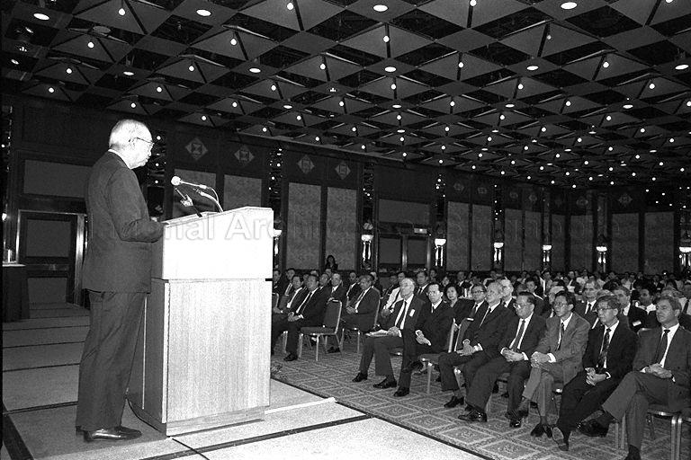 Minister for Finance Dr Richard Hu Tsu Tau addressing