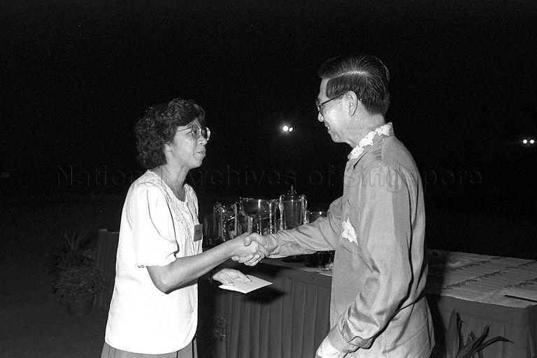 PRESIDENT ONG TENG CHEONG PRESENTING CHEQUES TO CHARITIES AT