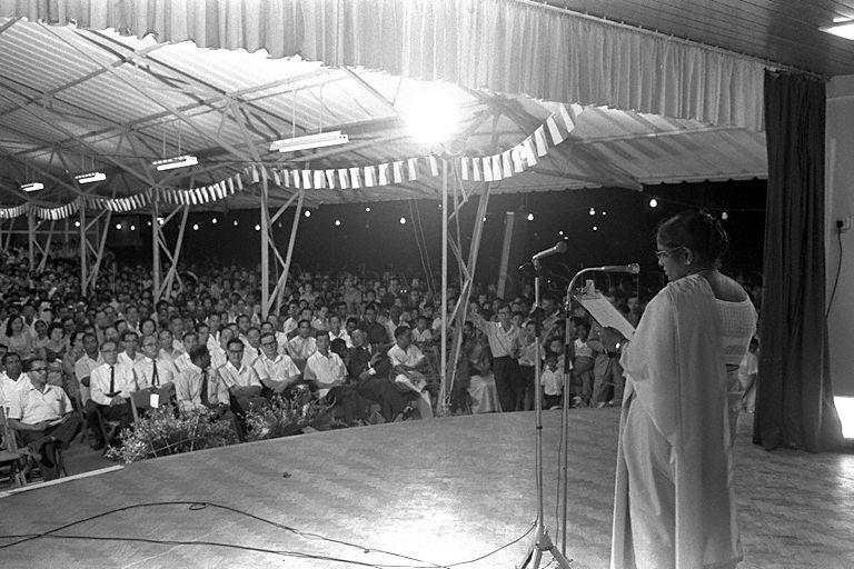 Assemblywoman for Moulmein Mrs Devan Nair addressing guests