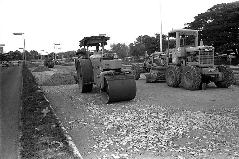 Centre road divider of Nicoll Highway in the process of