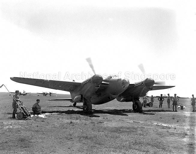 A Mosquito PR 34 aircraft preparing to take off during
