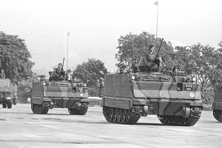 Mobile display of hardware during military parade to mark