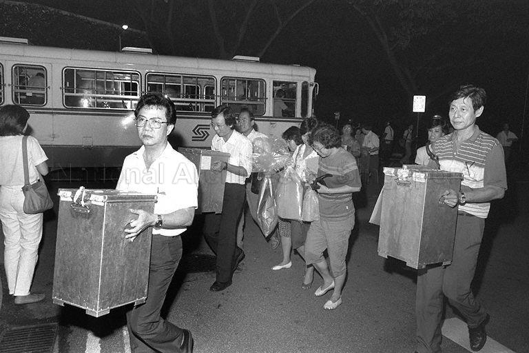General Election 1988 - Sealed ballot boxes arriving at