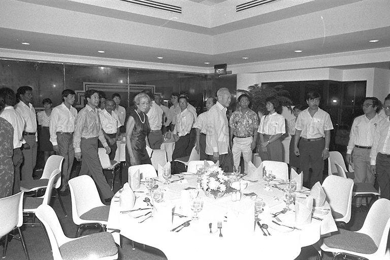 Prime Minister Lee Kuan Yew and Mrs Lee arriving for dinner