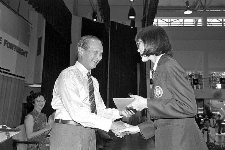 President Wee Kim Wee presenting awards at opening of 10th