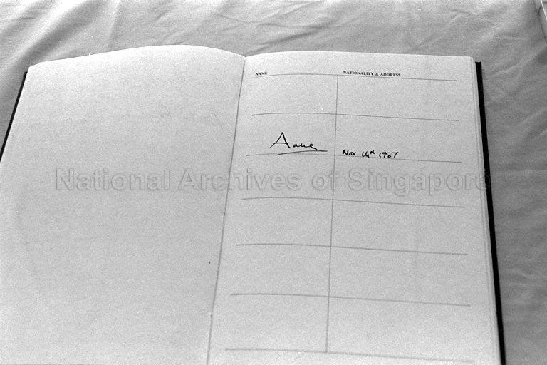 Signature of Princess Anne on the Port of Singapore
