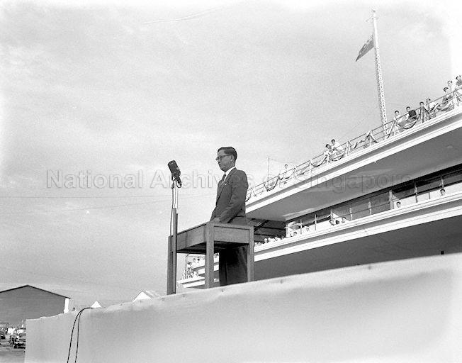 Chief Minister Lim Yew Hock delivering a speech at opening