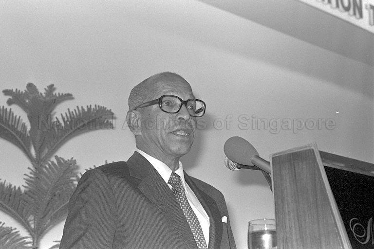 President C V Devan Nair speaking at Harvard Club of