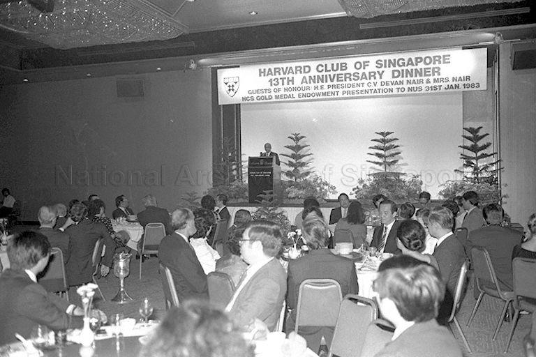 President C V Devan Nair addressing the Harvard Club of