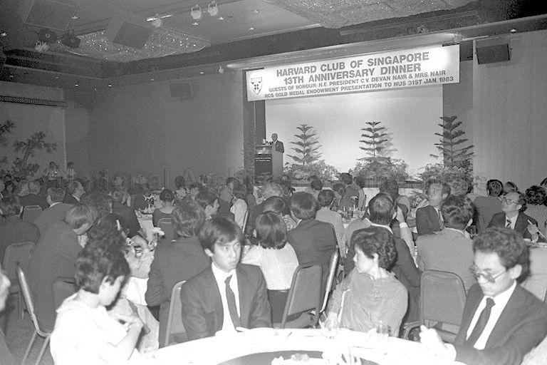 President C V Devan Nair addressing the Harvard Club of