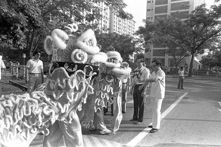 Lion dance welcoming arrival of Minister without Portfolio