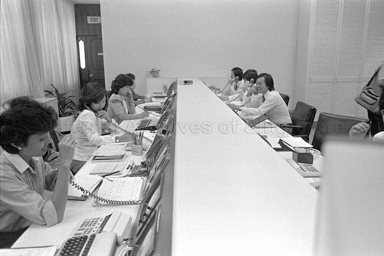 View of bank staff working at Overseas Union Bank during