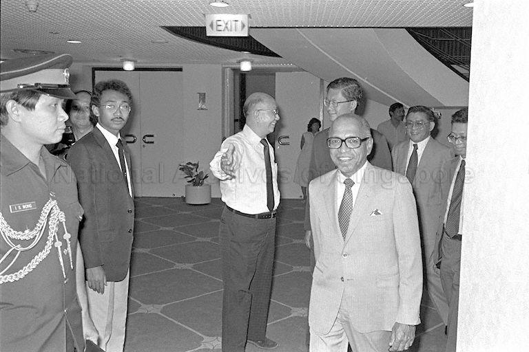 President C V Devan Nair arriving at World Trade Centre to