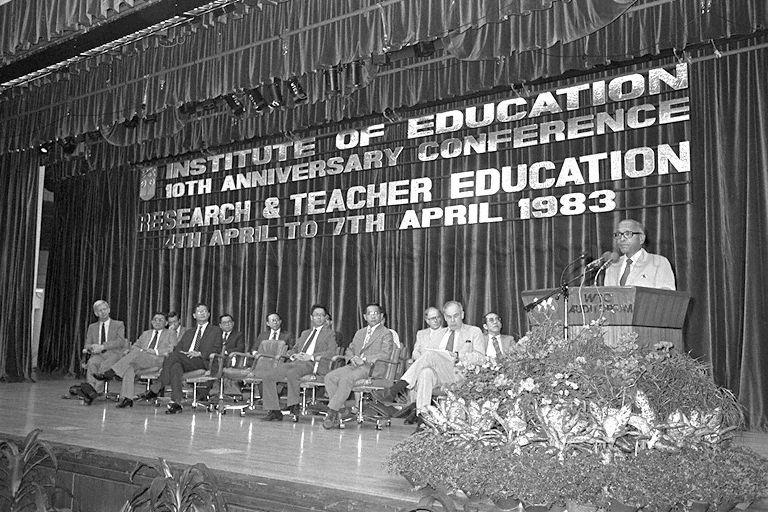 President C V Devan Nair speaking at opening of Institute of
