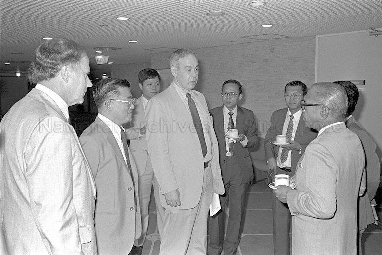 President C V Devan Nair with guests at the reception during