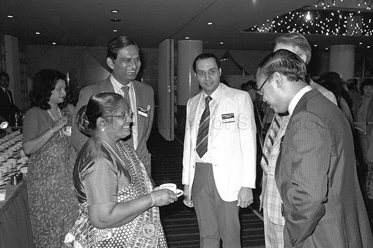 First Lady Mrs Devan Nair interacting with guests at