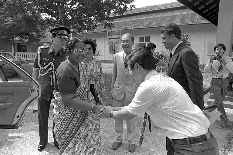First Lady Mrs Devan Nair arriving for Singapore Anti-