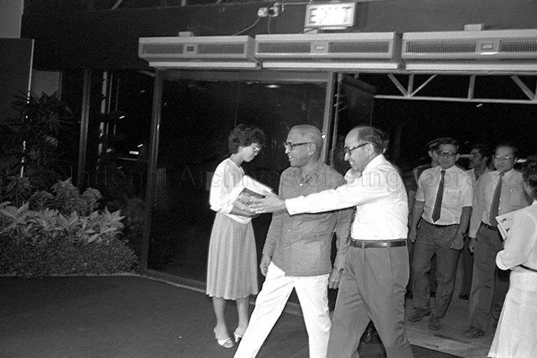 President C V Devan Nair arriving at World Trade Centre to