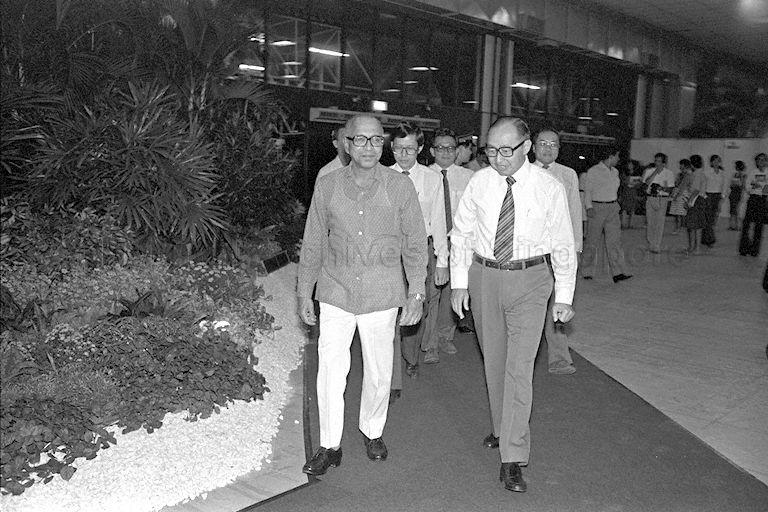 President C V Devan Nair arriving at World Trade Centre to
