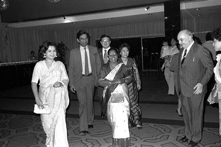 First Lady Mrs C V Devan Nair (centre) arriving for Spastic