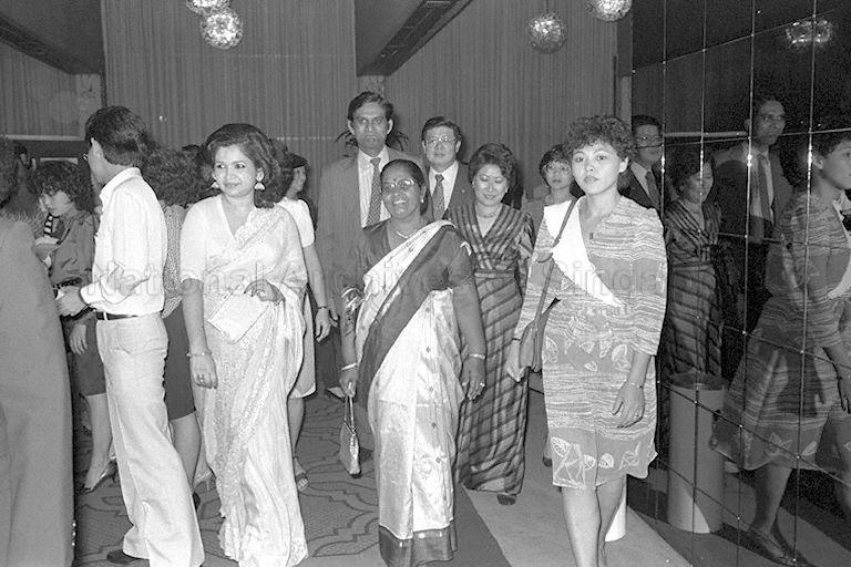 First Lady Mrs C V Devan Nair (centre) arriving for Spastic