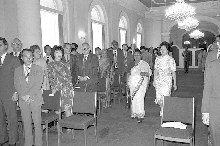 First Lady Mrs C V Devan Nair arriving for the launch of