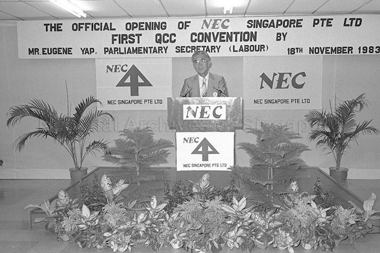Managing Director of NEC Singapore A Kuroiwa speaking at the