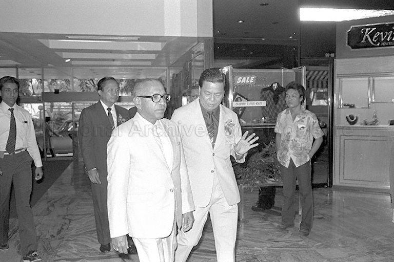 President C V Devan Nair arriving at Hilton Singapore to