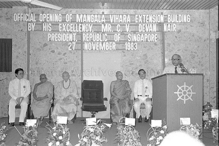 President C V Devan Nair speaking at official opening of