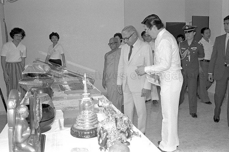 President C V Devan Nair taking a guided tour of the new