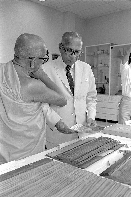 President C V Devan Nair taking a guided tour of the new