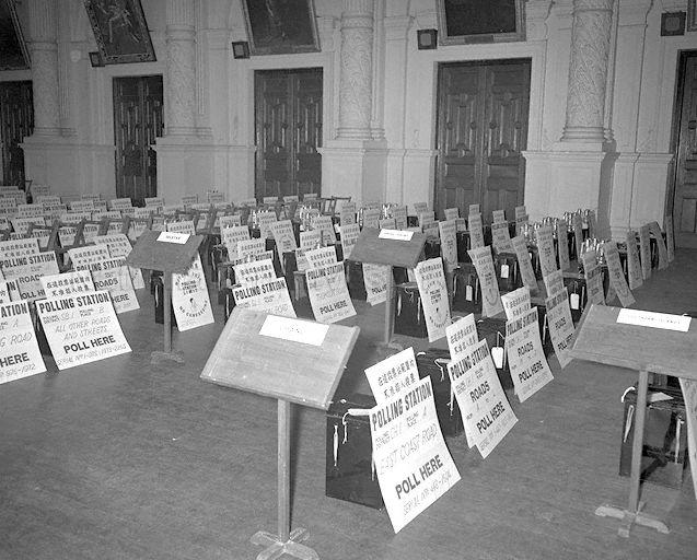 Ballot boxes for General Election 1955