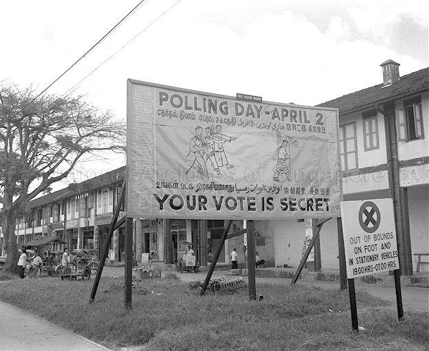 General Election hoarding showing information on polling day